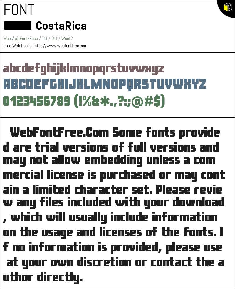 Costa Rica Fonts Downloads - WebFontFree.Com