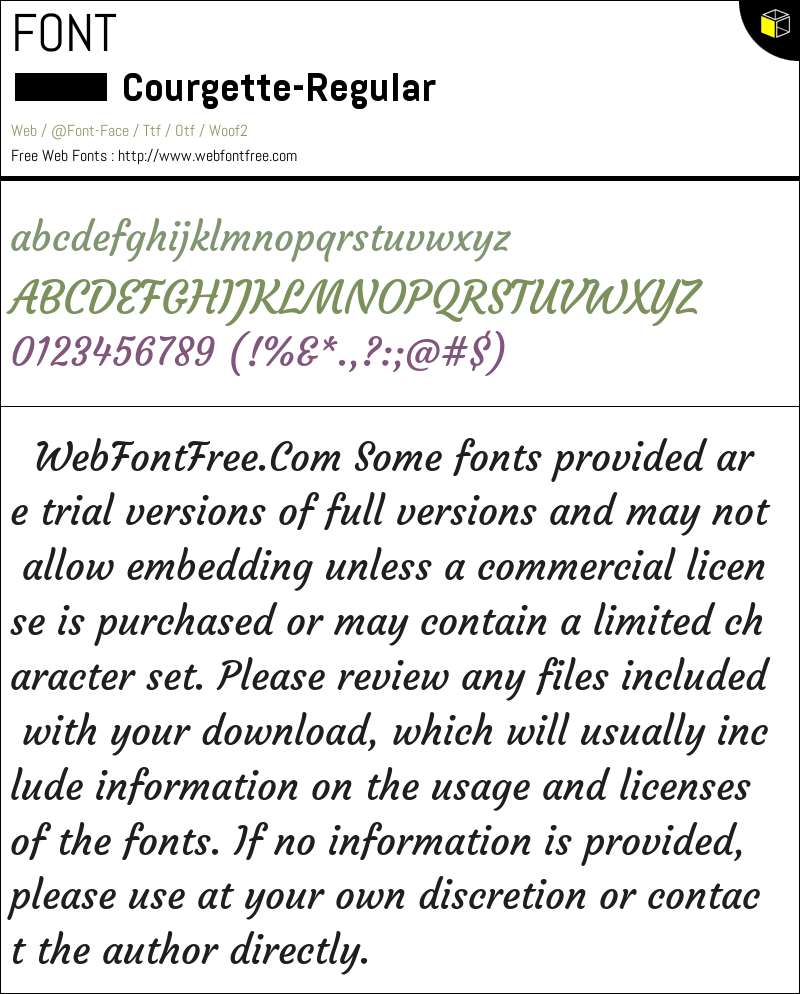 Courgette Regular Fonts Downloads - WebFontFree.Com