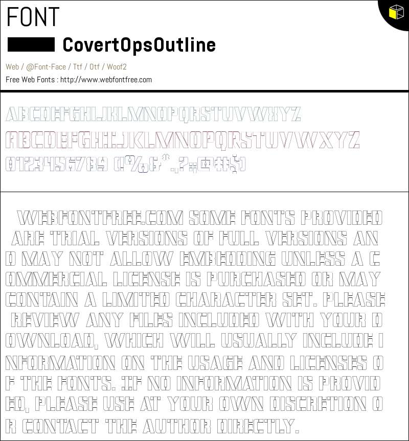 Covert Ops Outline Regular Fonts Downloads - WebFontFree.Com