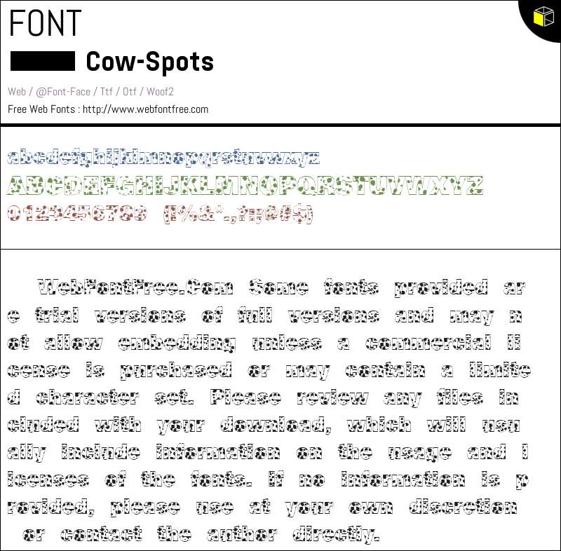 Cow-Spots Regular Fonts Downloads - WebFontFree.Com