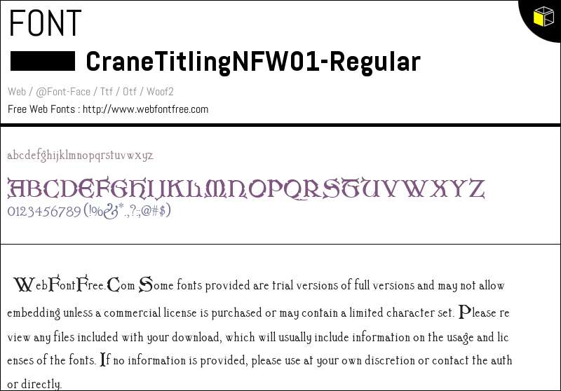Crane Titling NF W01 Regular Fonts Downloads - WebFontFree.Com