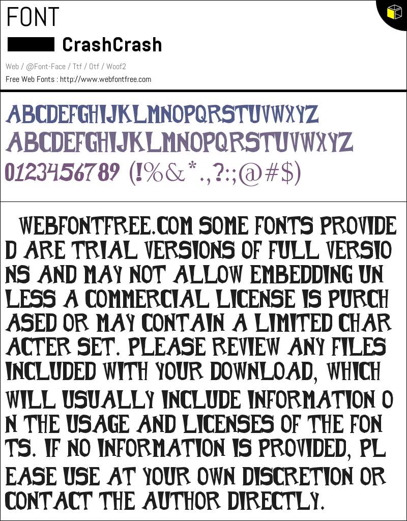 Crash Crash Fonts Downloads - WebFontFree.Com
