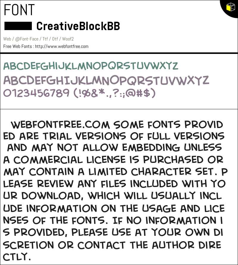 CreativeBlock BB Fonts Downloads - WebFontFree.Com