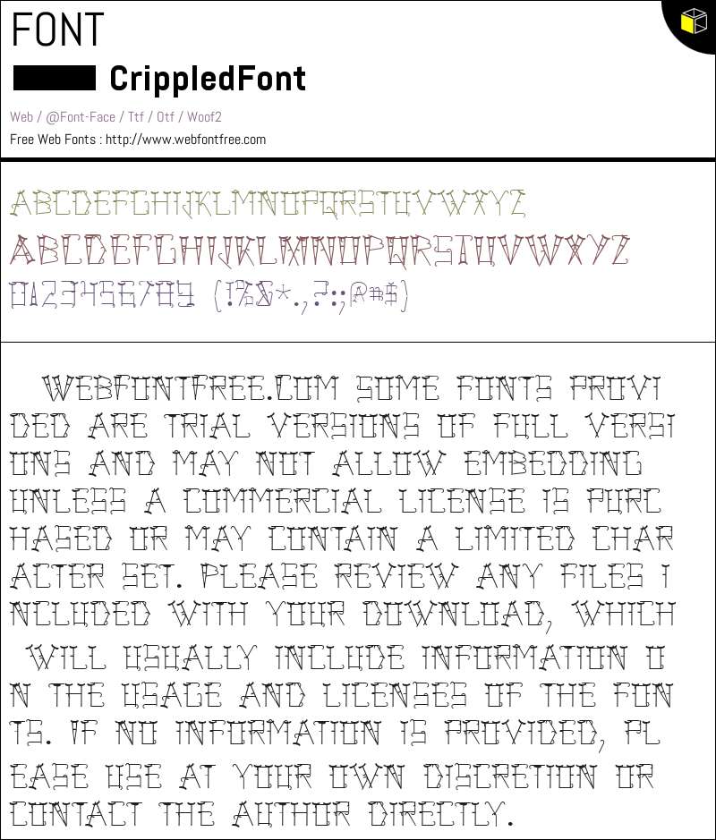 CrippledFont Fonts Downloads - WebFontFree.Com