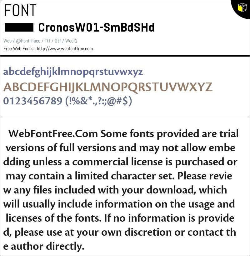 Cronos W01 SmBd SHd Fonts Downloads - WebFontFree.Com