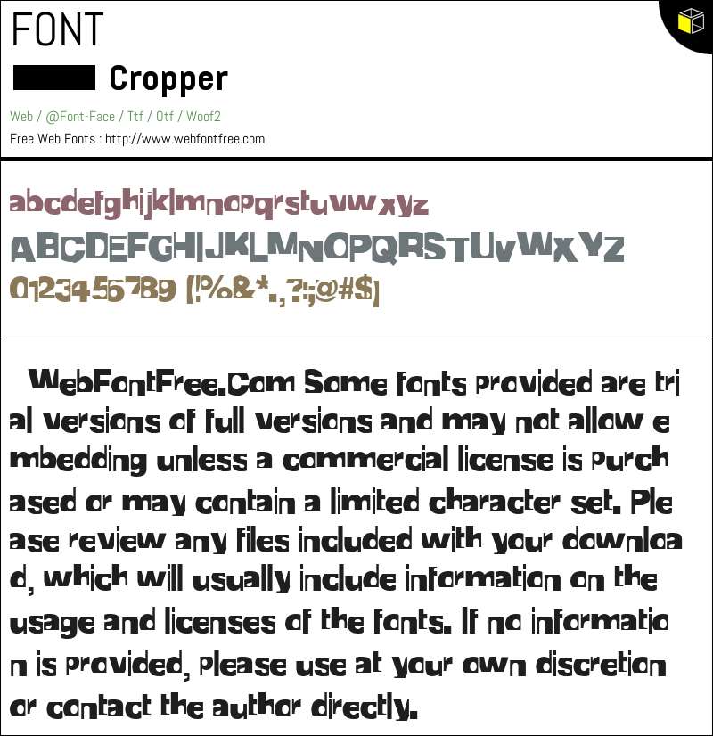 Cropper Fonts Downloads - WebFontFree.Com