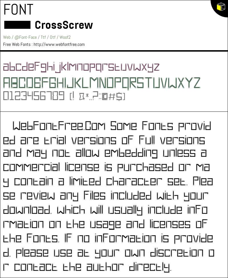 Cross Screw Fonts Downloads - WebFontFree.Com
