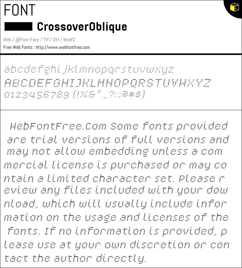Crossover Oblique Fonts Downloads - WebFontFree.Com