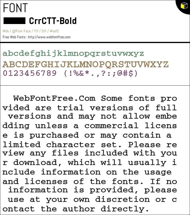 CrrCTT Bold Fonts Downloads - WebFontFree.Com