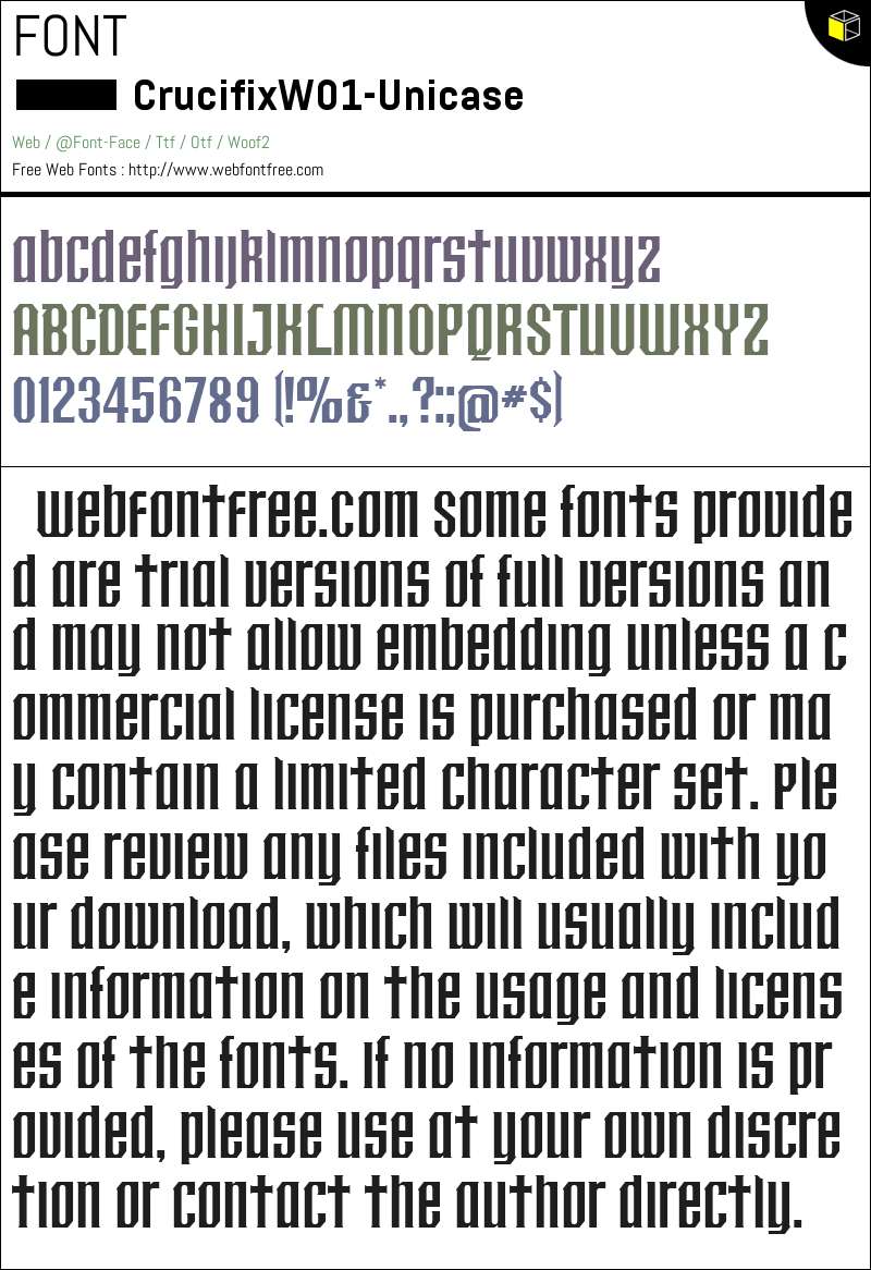 Crucifix W01 Unicase Fonts Downloads - WebFontFree.Com