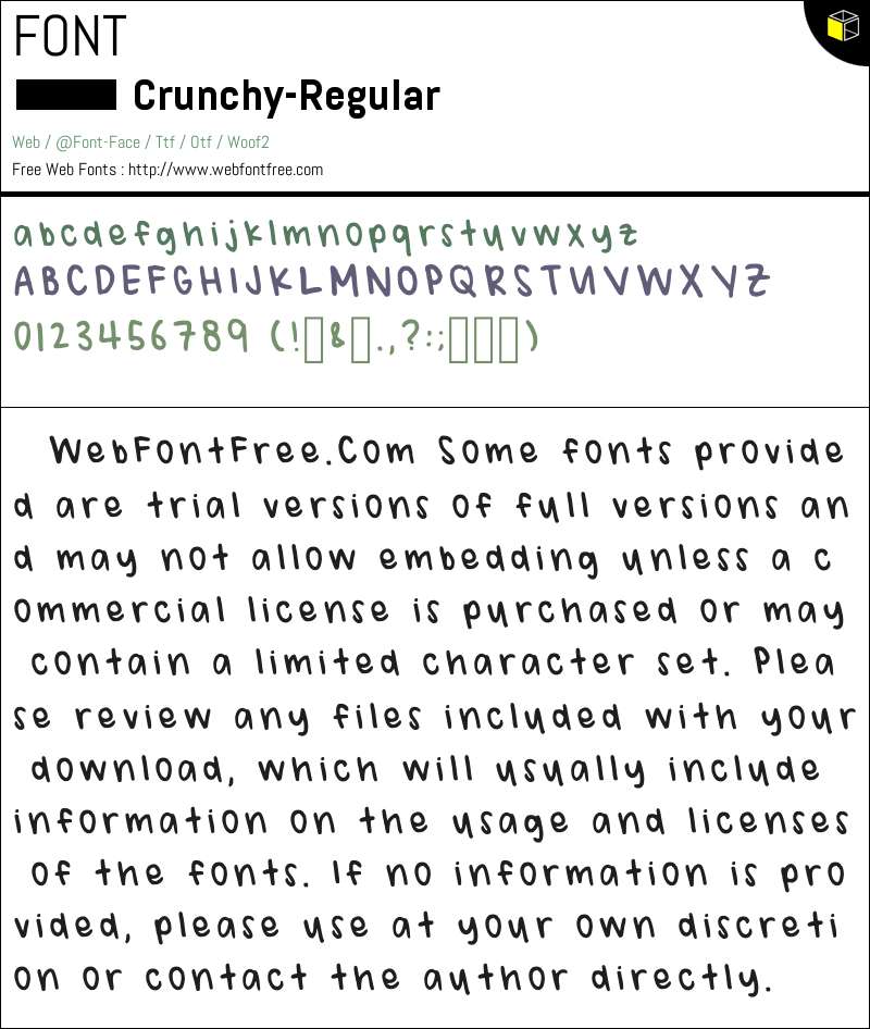 Crunchy Regular Fonts Downloads - WebFontFree.Com