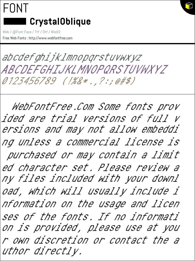 Crystal Oblique Fonts Downloads - WebFontFree.Com