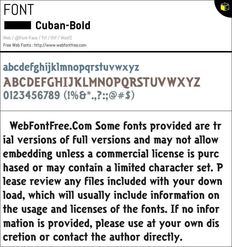 Cuban-Bold Fonts Downloads - WebFontFree.Com