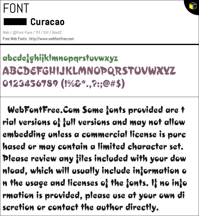 Curacao-Regular Fonts Downloads - WebFontFree.Com