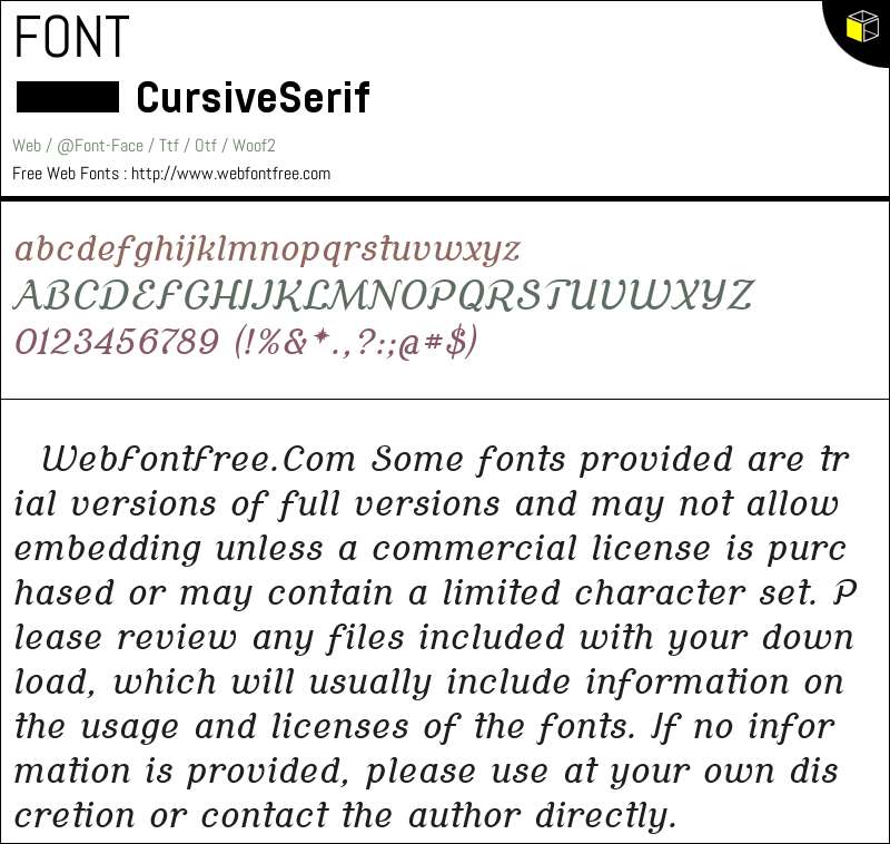 Cursive Serif Fonts Downloads - WebFontFree.Com