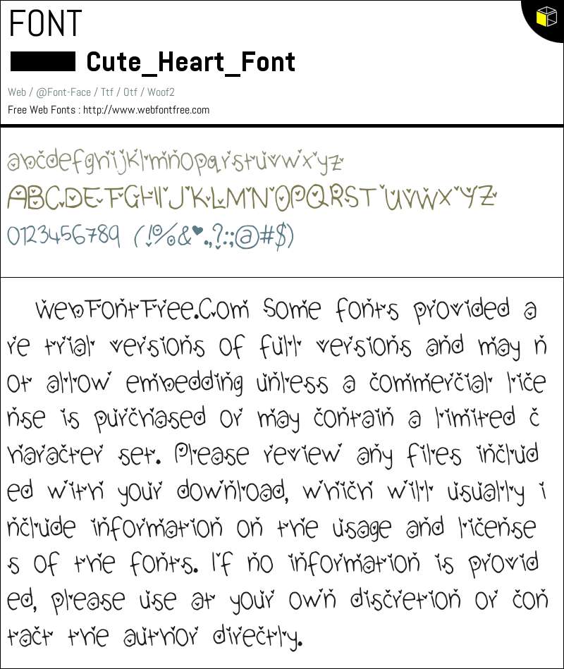 Cute_Heart_Font Fonts Downloads - WebFontFree.Com