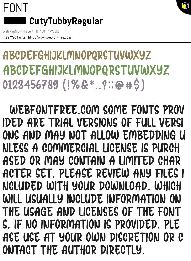 Cuty Tubby Fonts Downloads - WebFontFree.Com