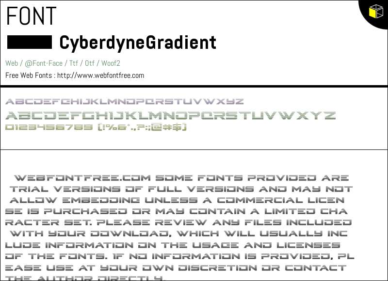 Cyberdyne Gradient Fonts Downloads - WebFontFree.Com