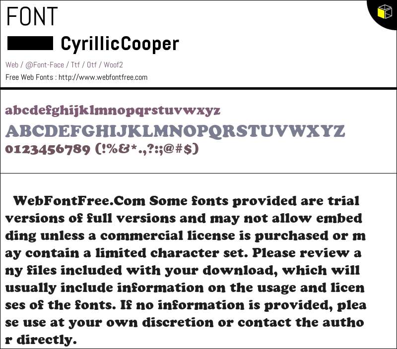 CyrillicCooper Fonts Downloads - WebFontFree.Com