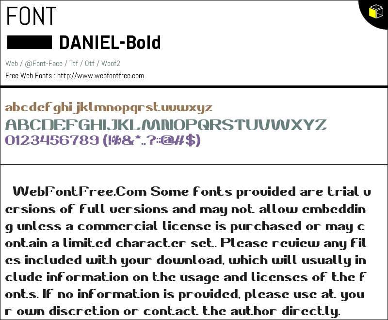 DANIEL Bold Fonts Downloads - WebFontFree.Com