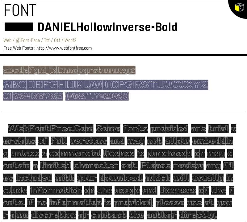 DANIEL-Hollow-Inverse Bold Fonts Downloads - WebFontFree.Com