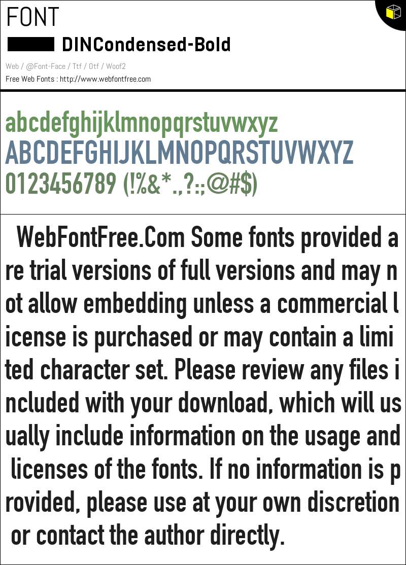 DIN Condensed Bold Fonts Downloads - WebFontFree.Com