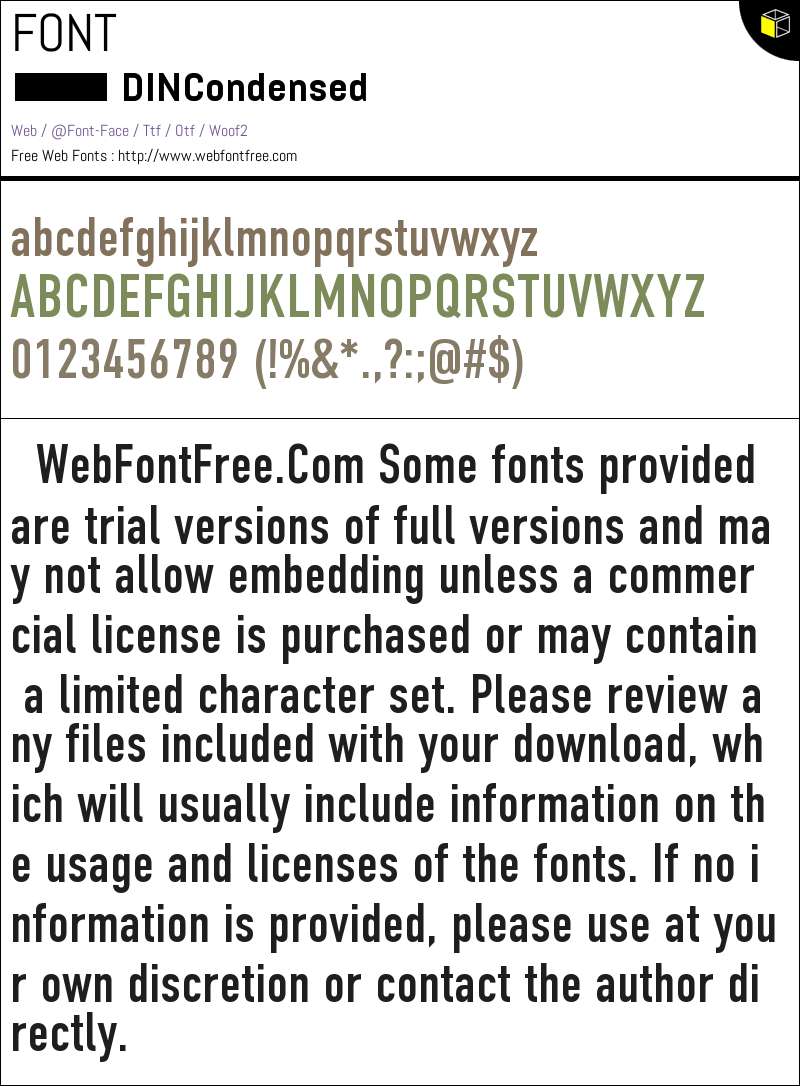 DIN Condensed Fonts Downloads - WebFontFree.Com