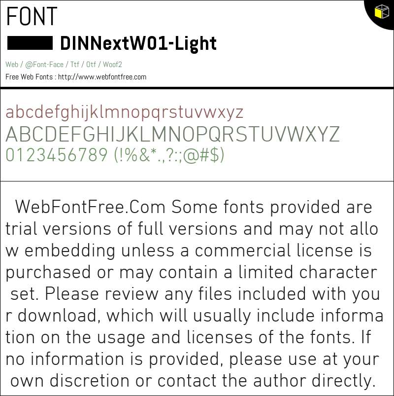 DIN Next W01 Light Fonts Downloads - WebFontFree.Com