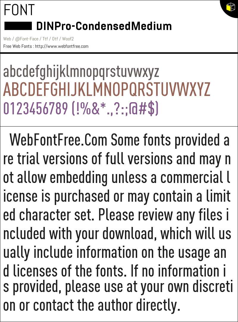 DIN Pro Condensed Medium 字体 下载 - WebFontFree.Com