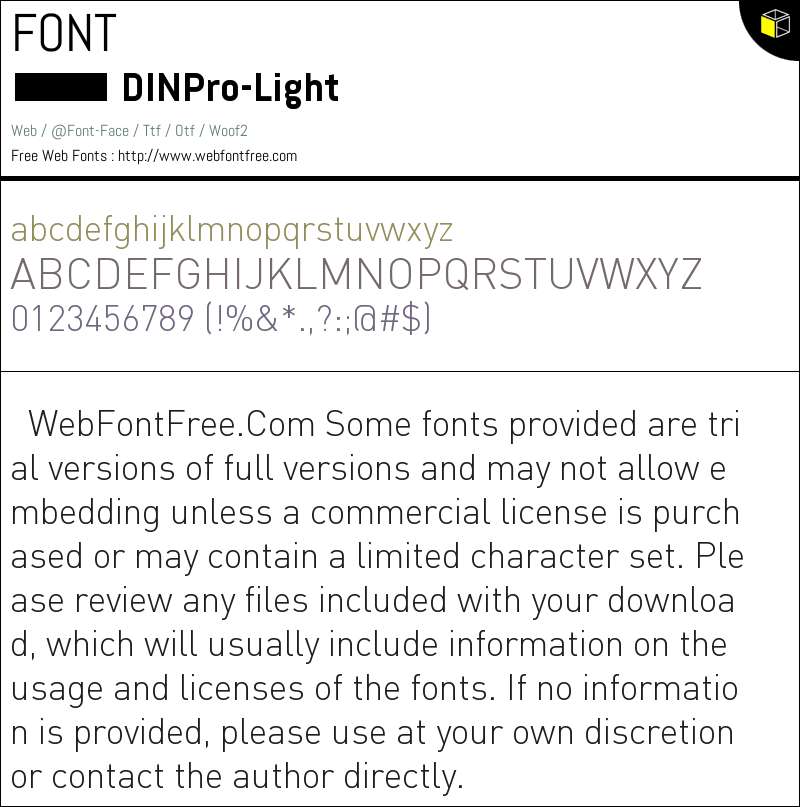 DIN Pro Light Fonts Downloads - WebFontFree.Com
