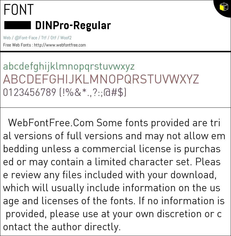 DINPro-Regular Schriftart Downloads - WebFontFree.Com