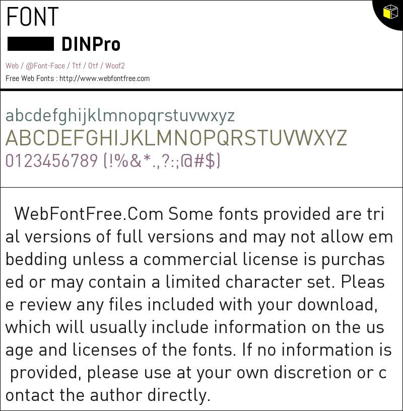 DIN Pro Fonts Downloads - WebFontFree.Com