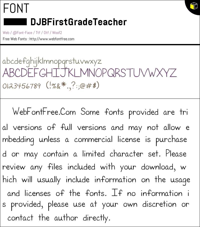 DJB First Grade Teacher Fonts Downloads - WebFontFree.Com