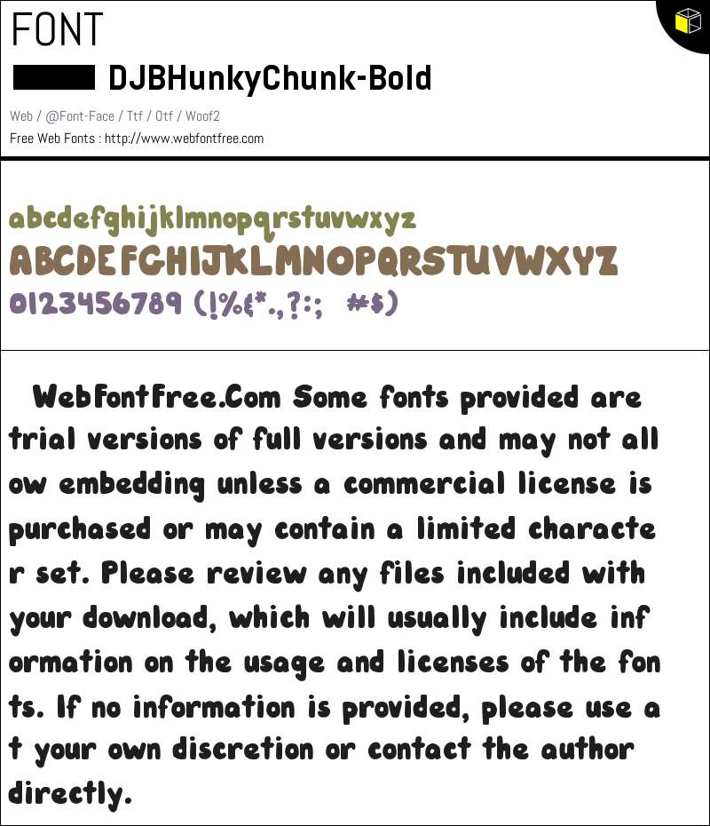 DJB Hunky Chunk Bold Fonts Downloads - WebFontFree.Com