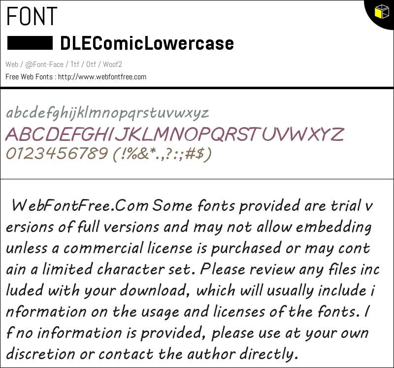 DLE Comic Lowercase Fonts Downloads - WebFontFree.Com