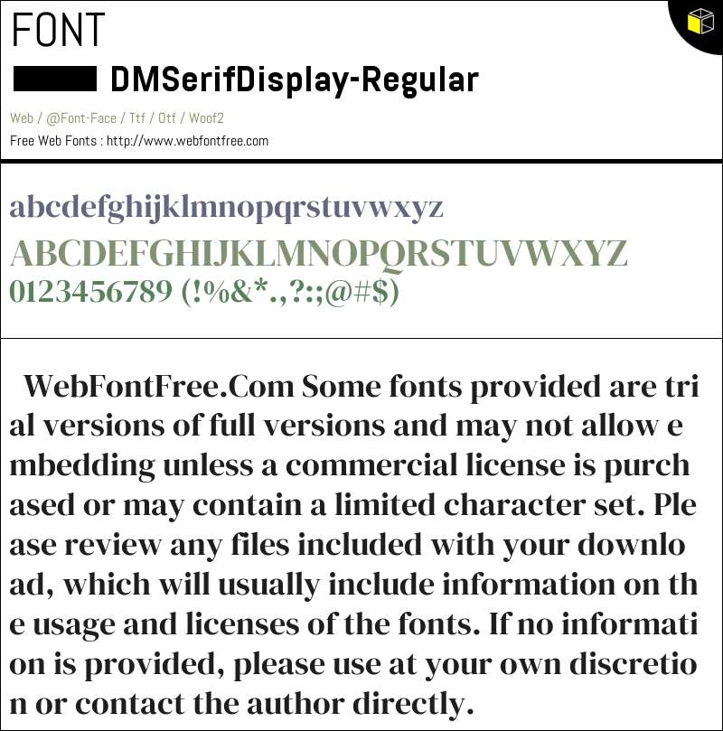 DM Serif Display Regular 字体 下载 - WebFontFree.Com
