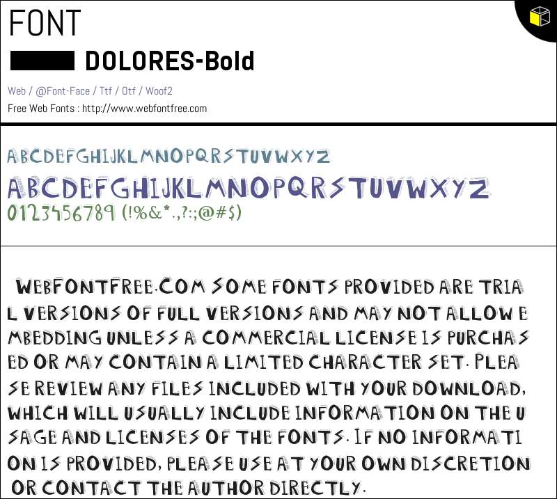 DOLORES Bold Fonts Downloads - WebFontFree.Com