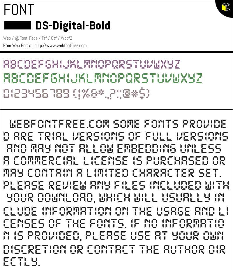 DS-Digital Bold 字体 下载 - WebFontFree.Com