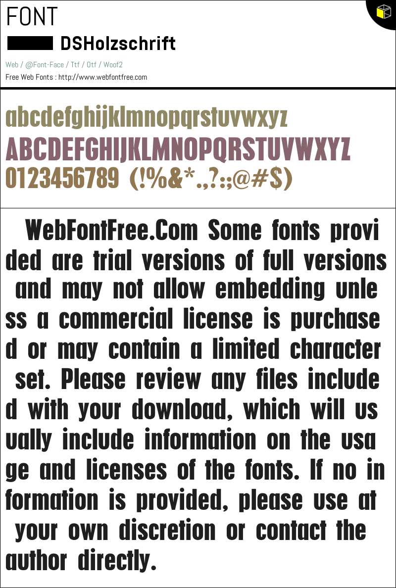 DS Holzschrift Fonts Downloads - WebFontFree.Com