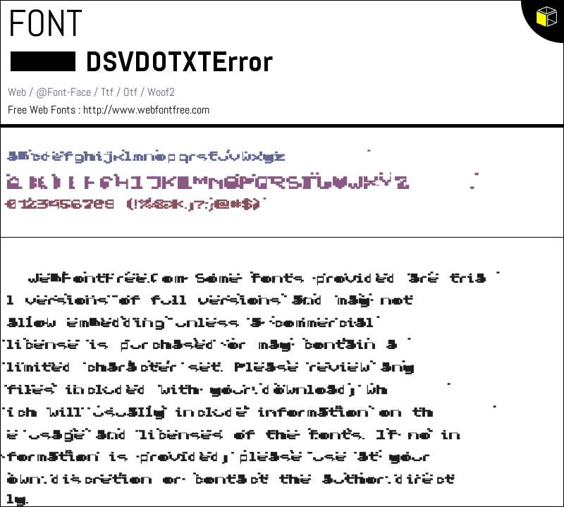 DS VDOTXTError Fonts Downloads - WebFontFree.Com