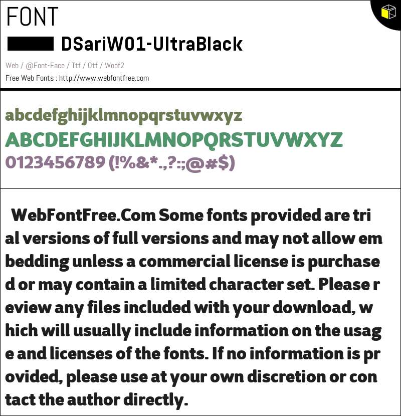D Sari W01 UltraBlack Fonts Downloads - WebFontFree.Com