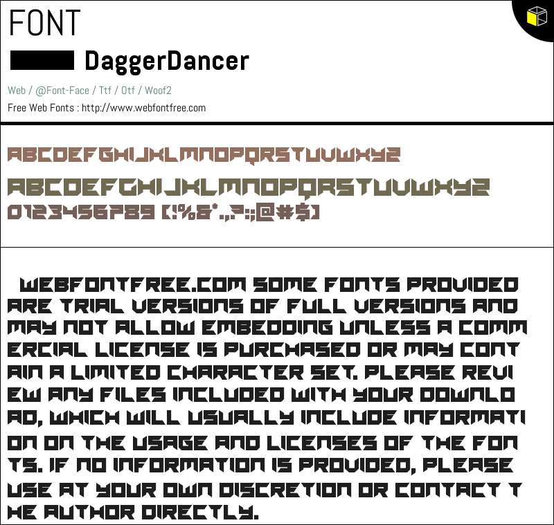 Dagger Dancer Fonts Downloads - WebFontFree.Com