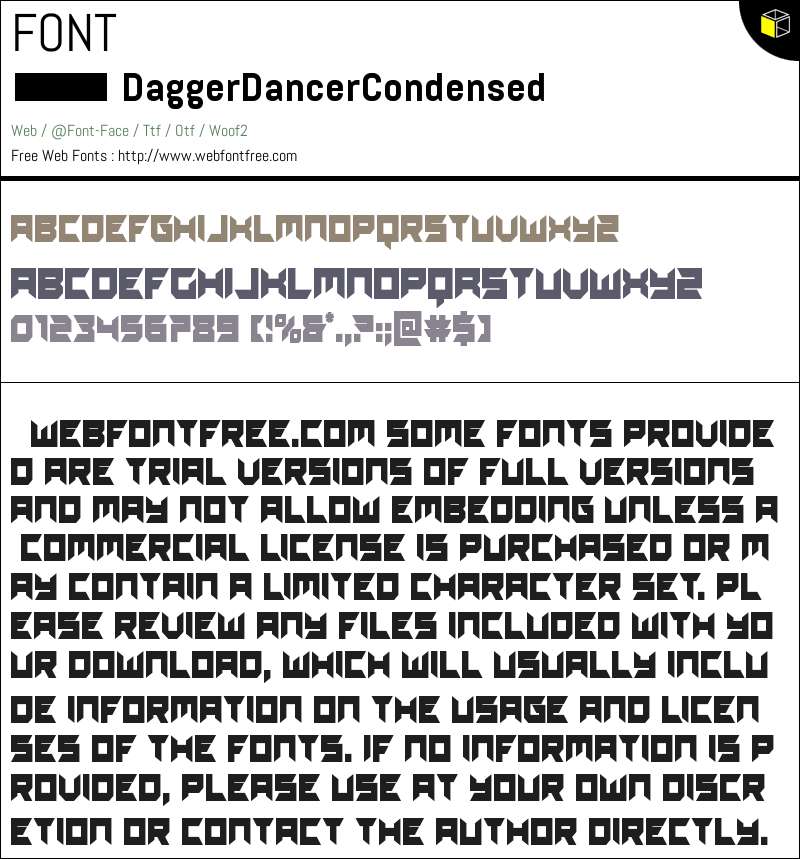 Dagger Dancer Condensed Fonts Downloads - WebFontFree.Com