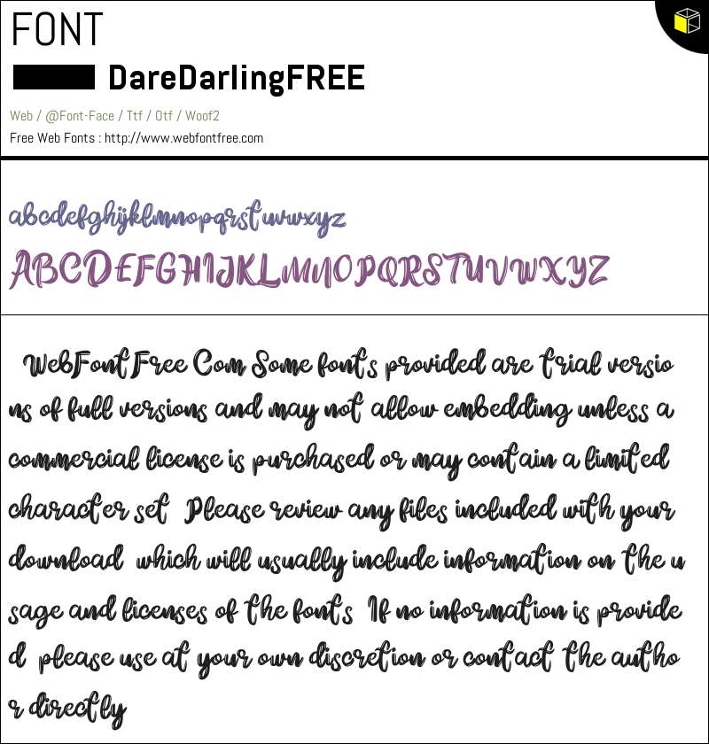DareDarling FREE Fonts Downloads - WebFontFree.Com