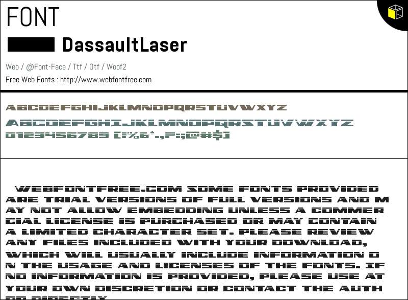 Dassault Laser Regular Fonts Downloads - WebFontFree.Com