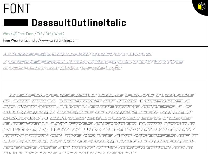 Dassault Outline Italic Fonts Downloads - WebFontFree.Com