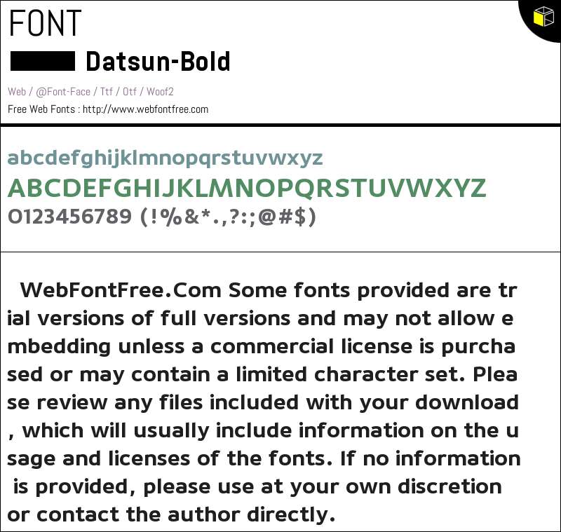 Datsun-Bold Fonts Downloads - WebFontFree.Com
