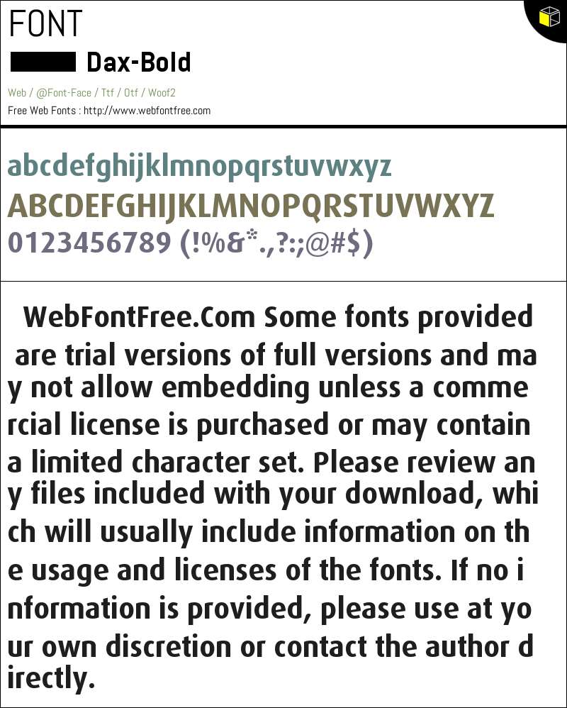 Dax-Bold Fonts Downloads - WebFontFree.Com