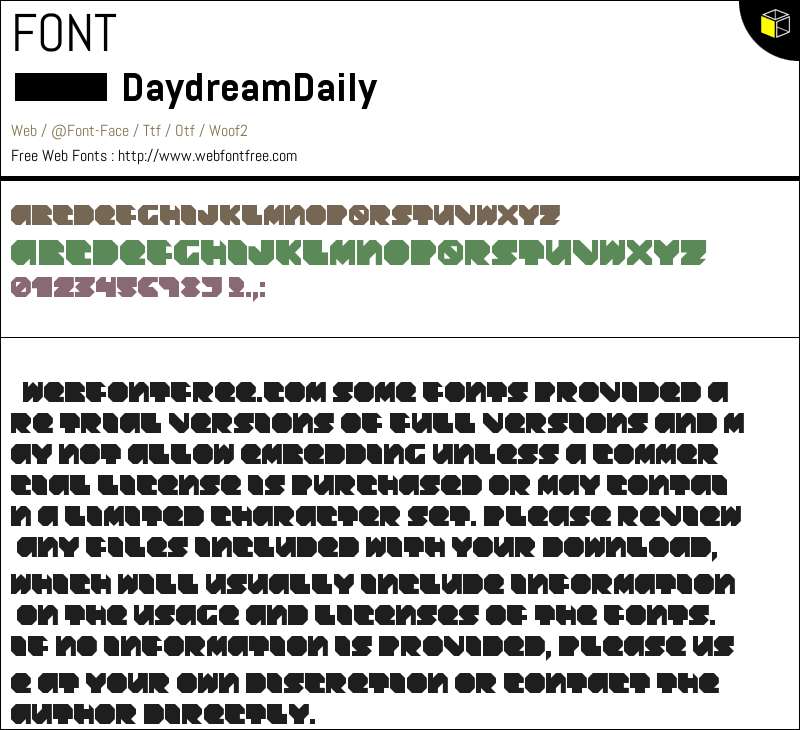 Daydream Daily Fonts Downloads - WebFontFree.Com