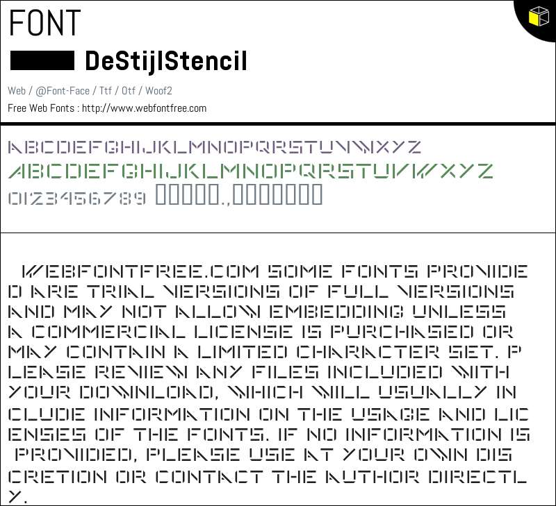 DeStijl Stencil Fonts Downloads - WebFontFree.Com